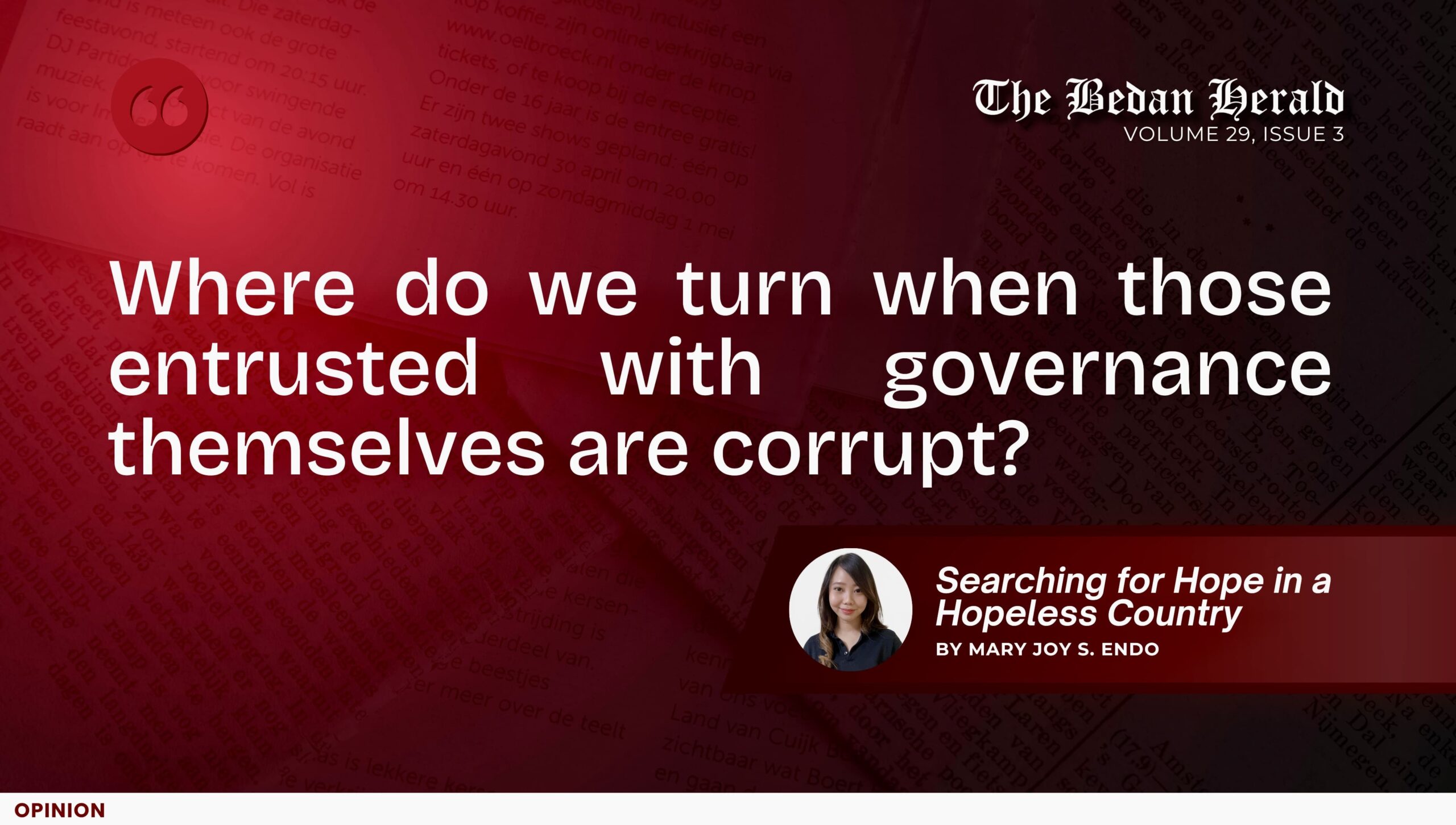 Searching for Hope in a Hopeless Country - The Bedan Herald