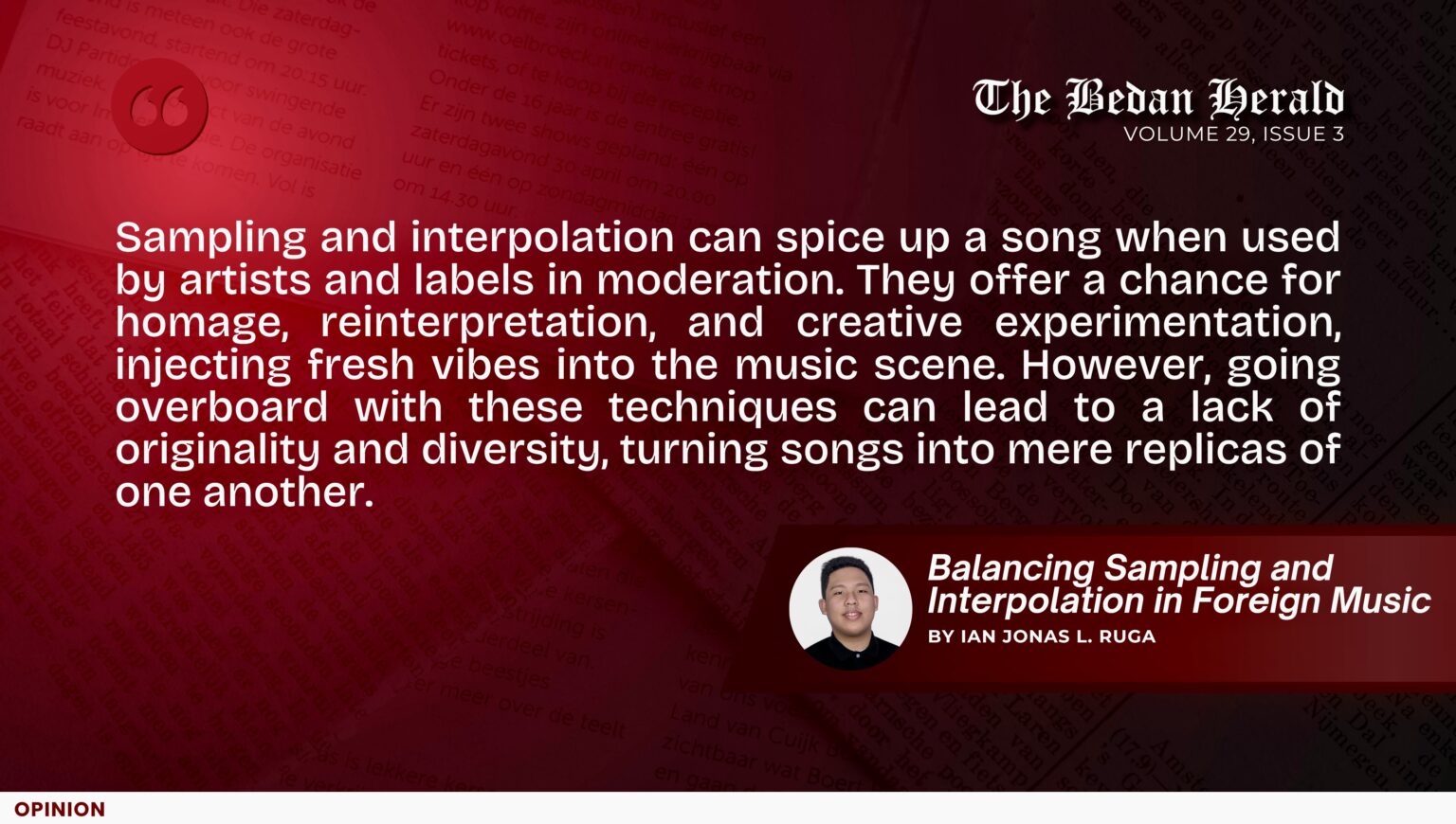 Balancing Sampling and Interpolation in Foreign Music - The Bedan Herald